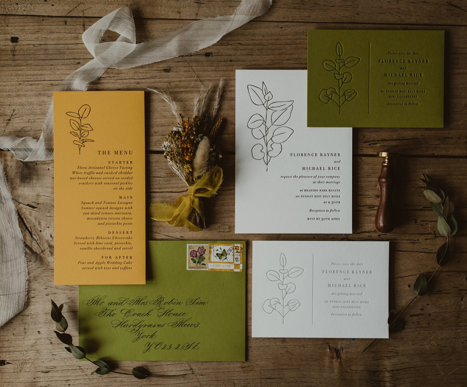 Feuille Letterpress Wedding Invitations and Stationery by Artcadia ...
