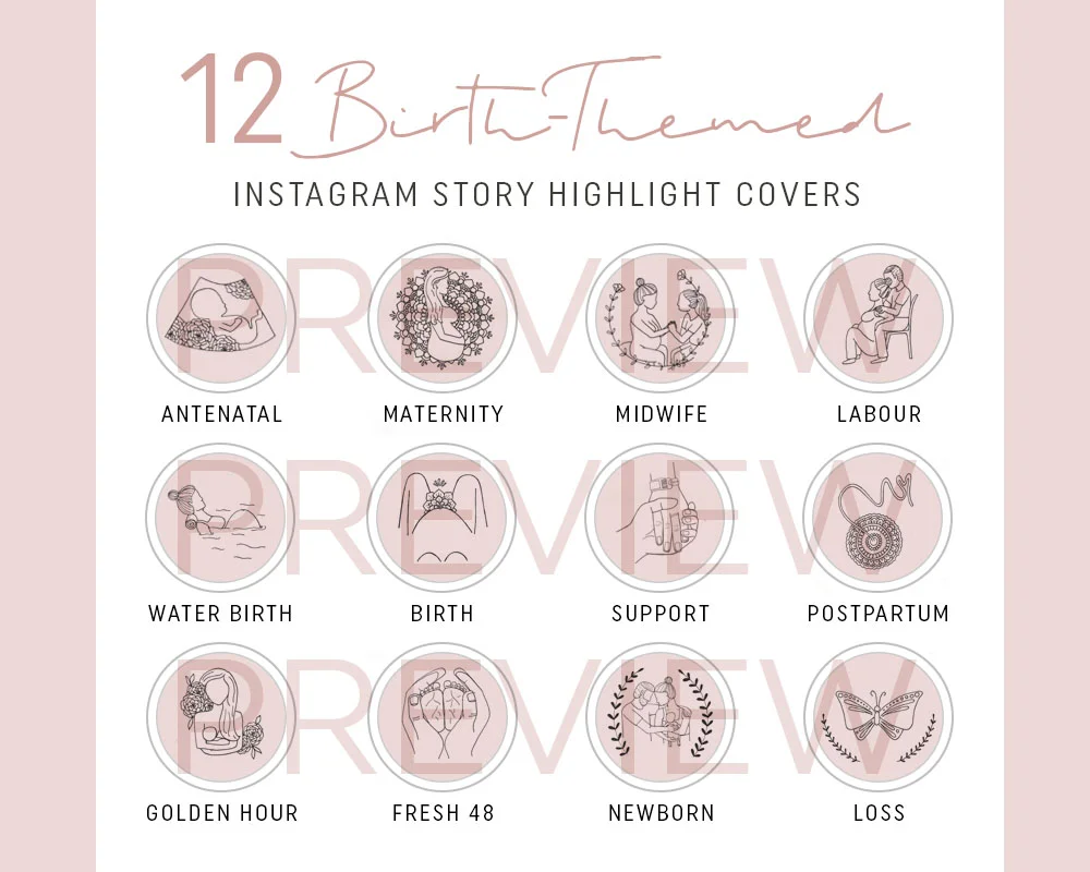 Birth-Themed Instagram Story Highlight Covers - Ideal for Birth ...