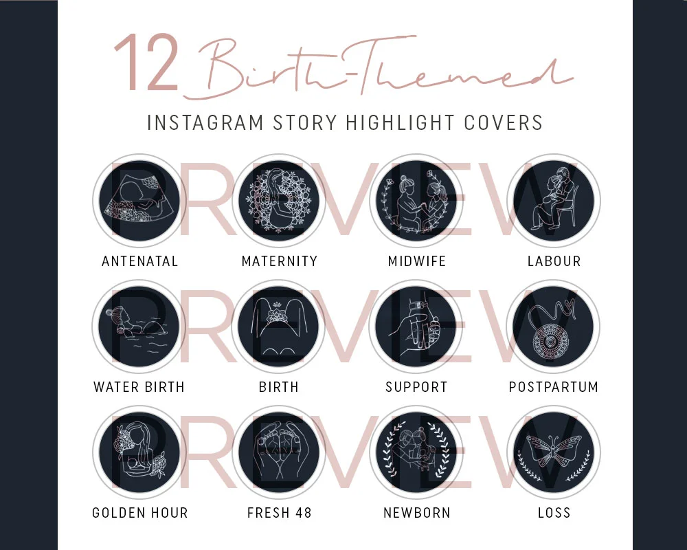 Birth-Themed Instagram Story Highlight Covers - Ideal for Birth ...