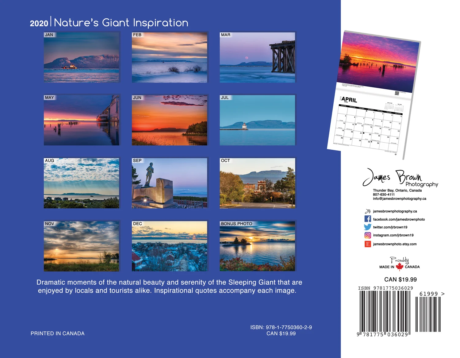 Nature's Giant Inspiration 2020: 16 Month Wall Calendar - Thunder Bay ...