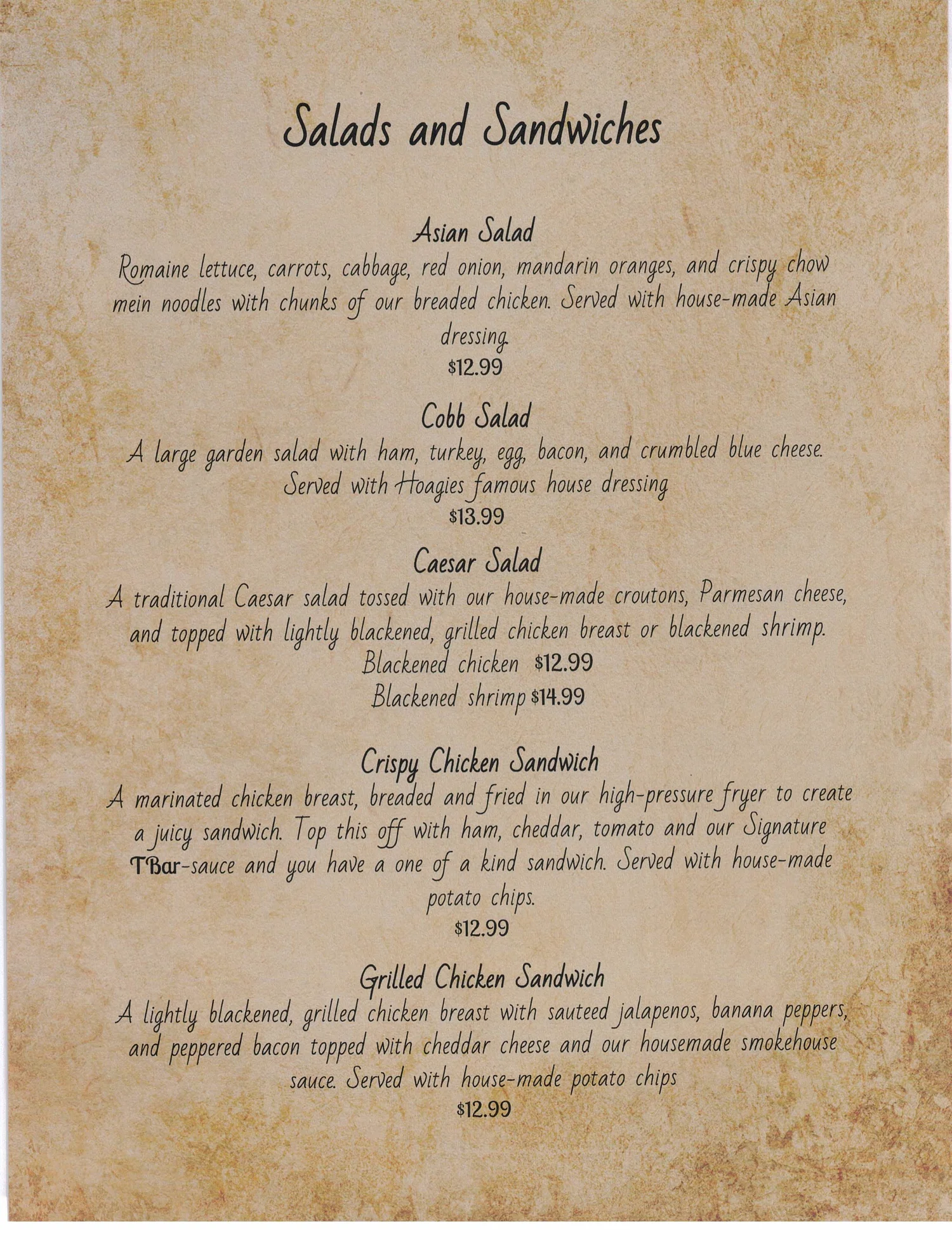 T Bar — Hoagies Pizza and Pasta