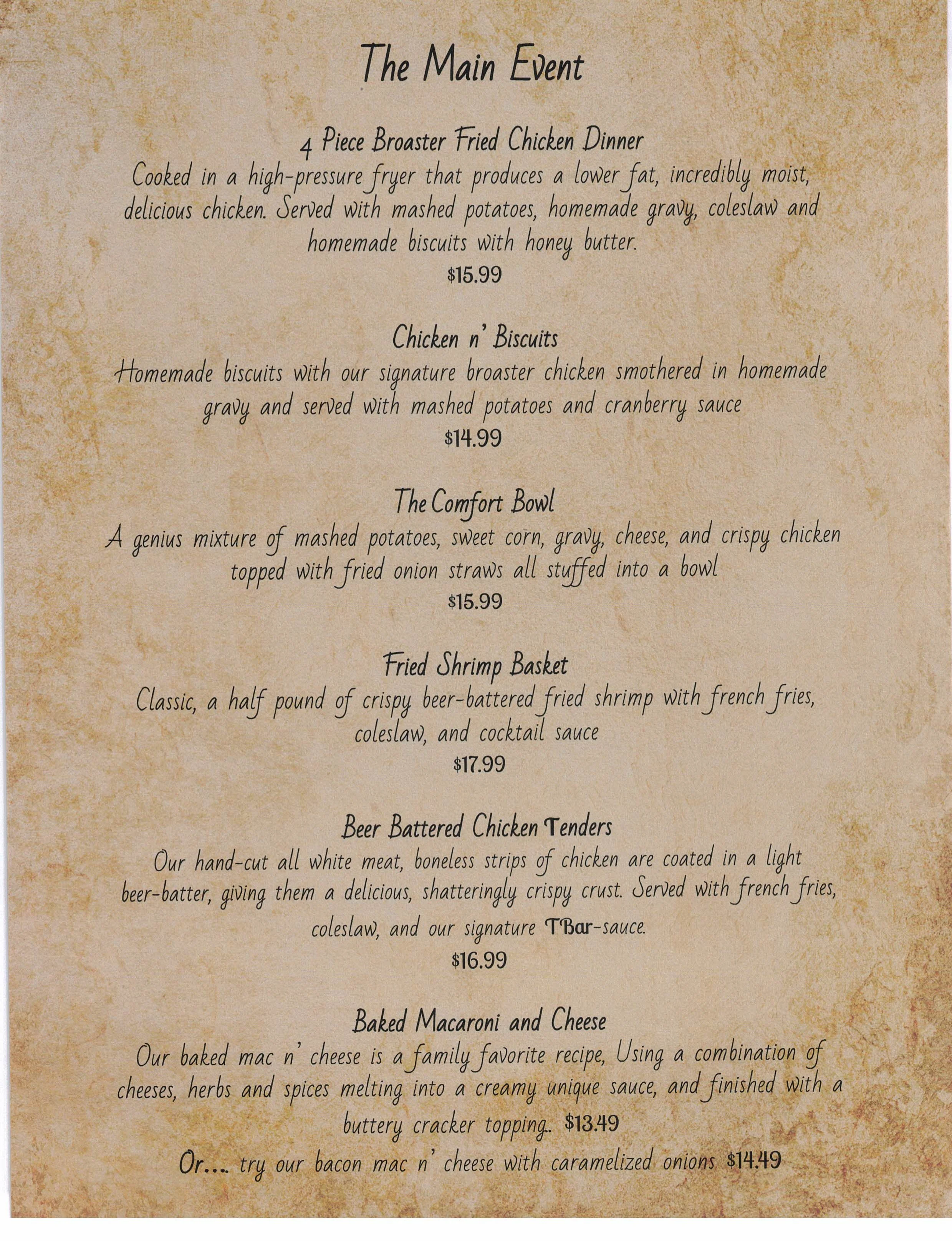 T Bar — Hoagies Pizza and Pasta