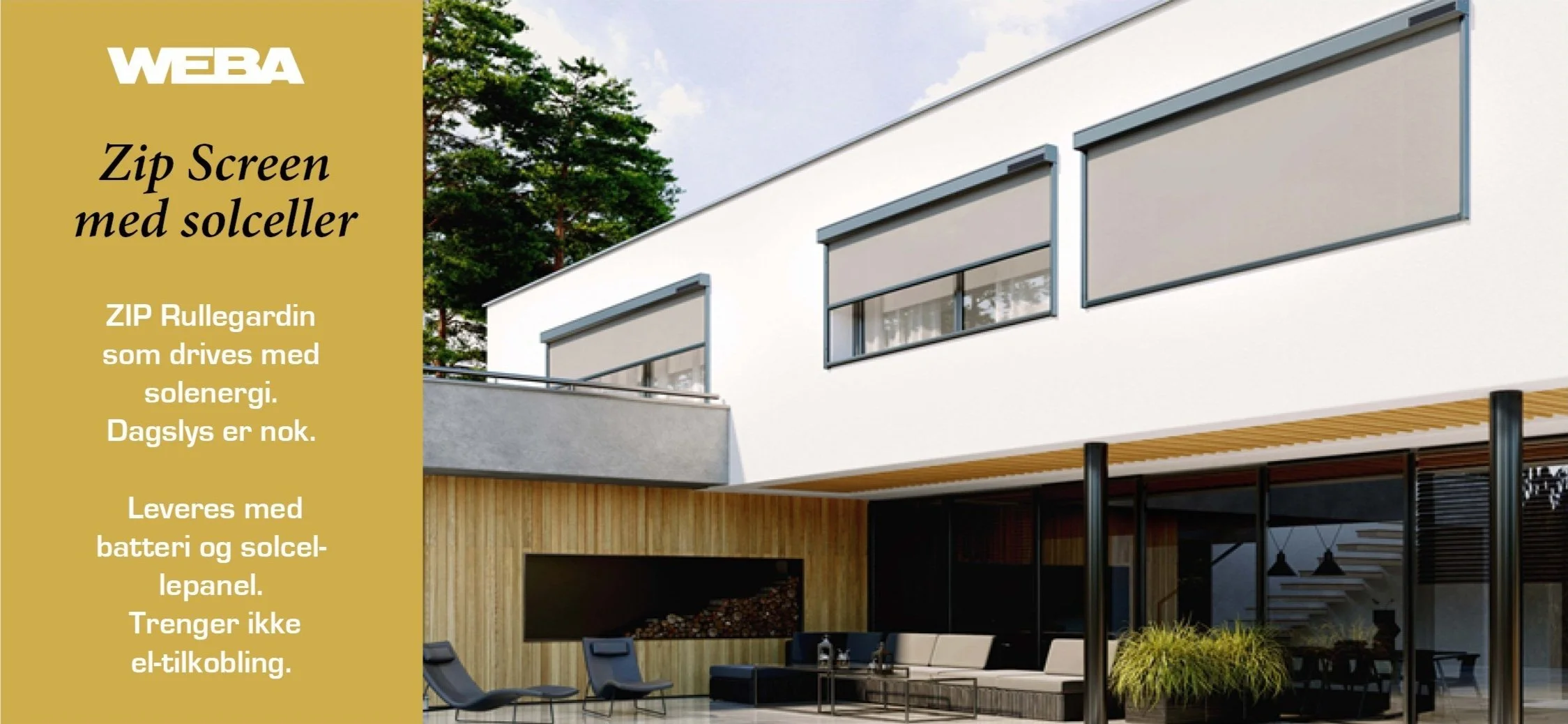 WEBA-Gardinstenger, gardinoppheng og solskjerming