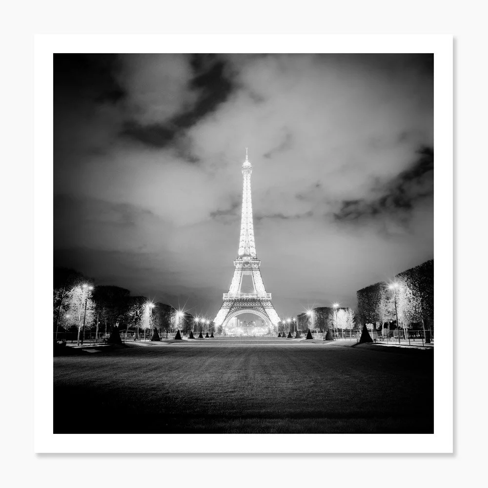 Paris At Night Black And White Painting