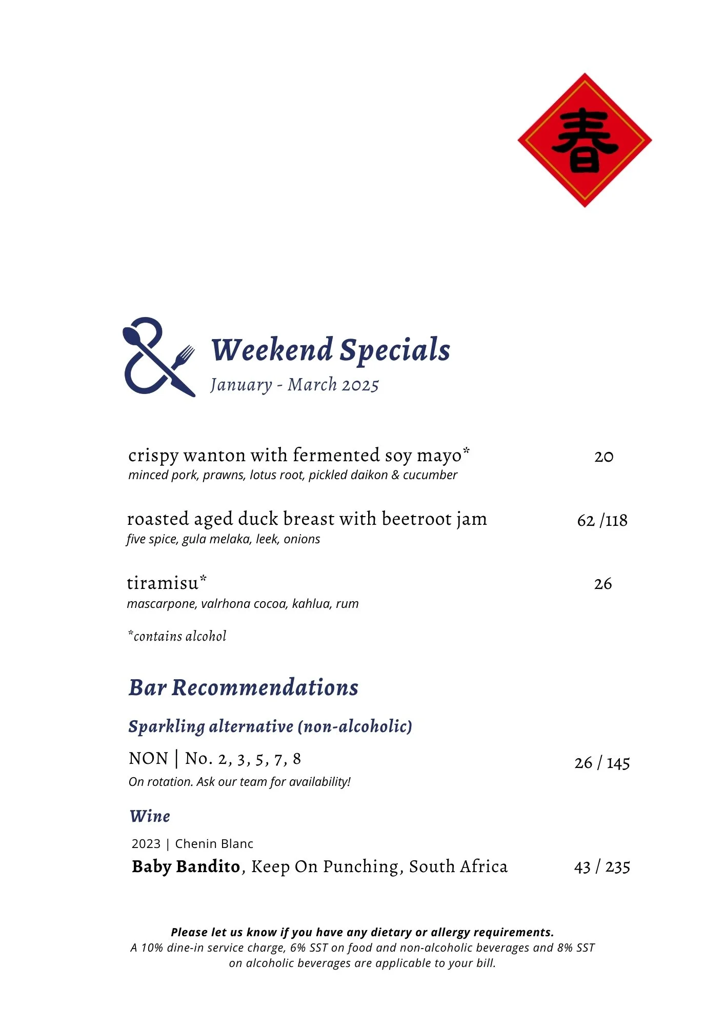 Menu — Table & Apron