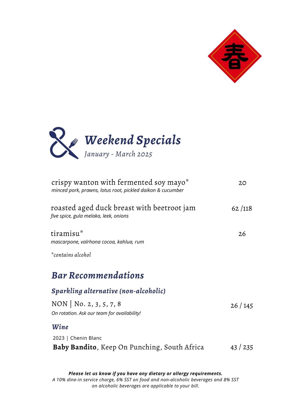 Menu — Table & Apron