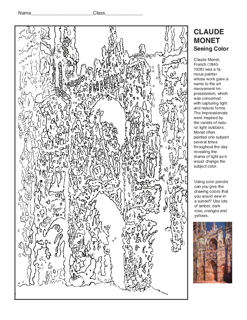 Claude Monet Coloring Pages For Kids [2025]