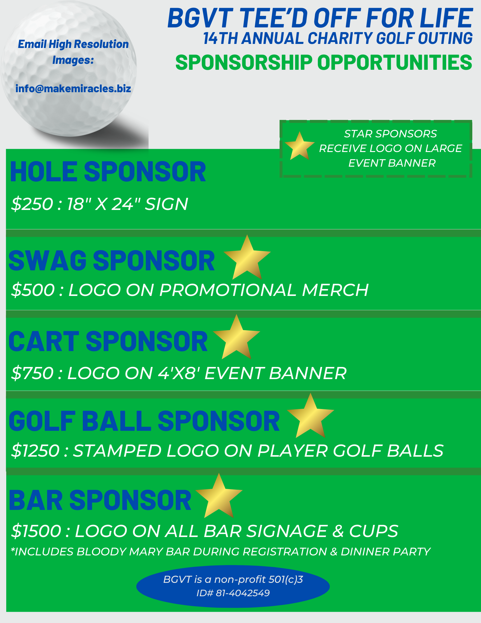BGVT Golf Outing Sponsorships — Brodie's Good Vibe Tribe