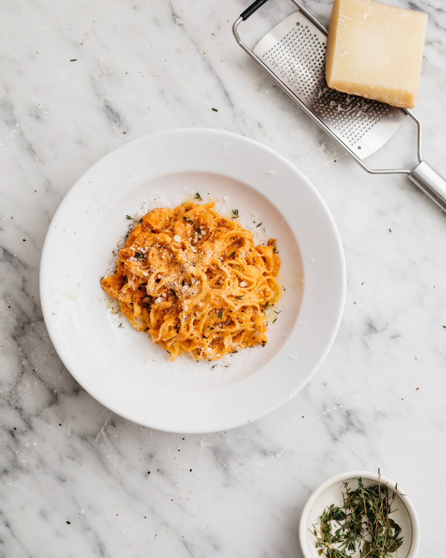 Hand-Cut Linguine with Carrot-Tomato Cream and Pecorino Toscano ...