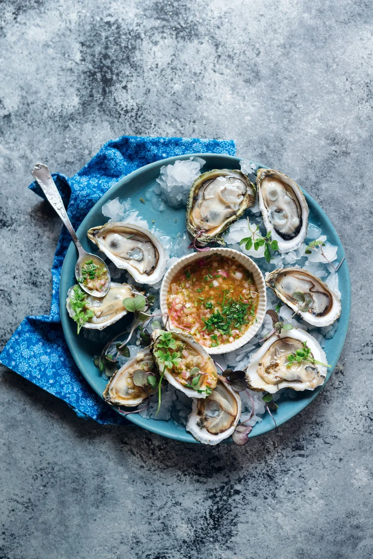 Local Oysters with Sherry Vinegar, Shallot and Ginger Vinaigrette ...