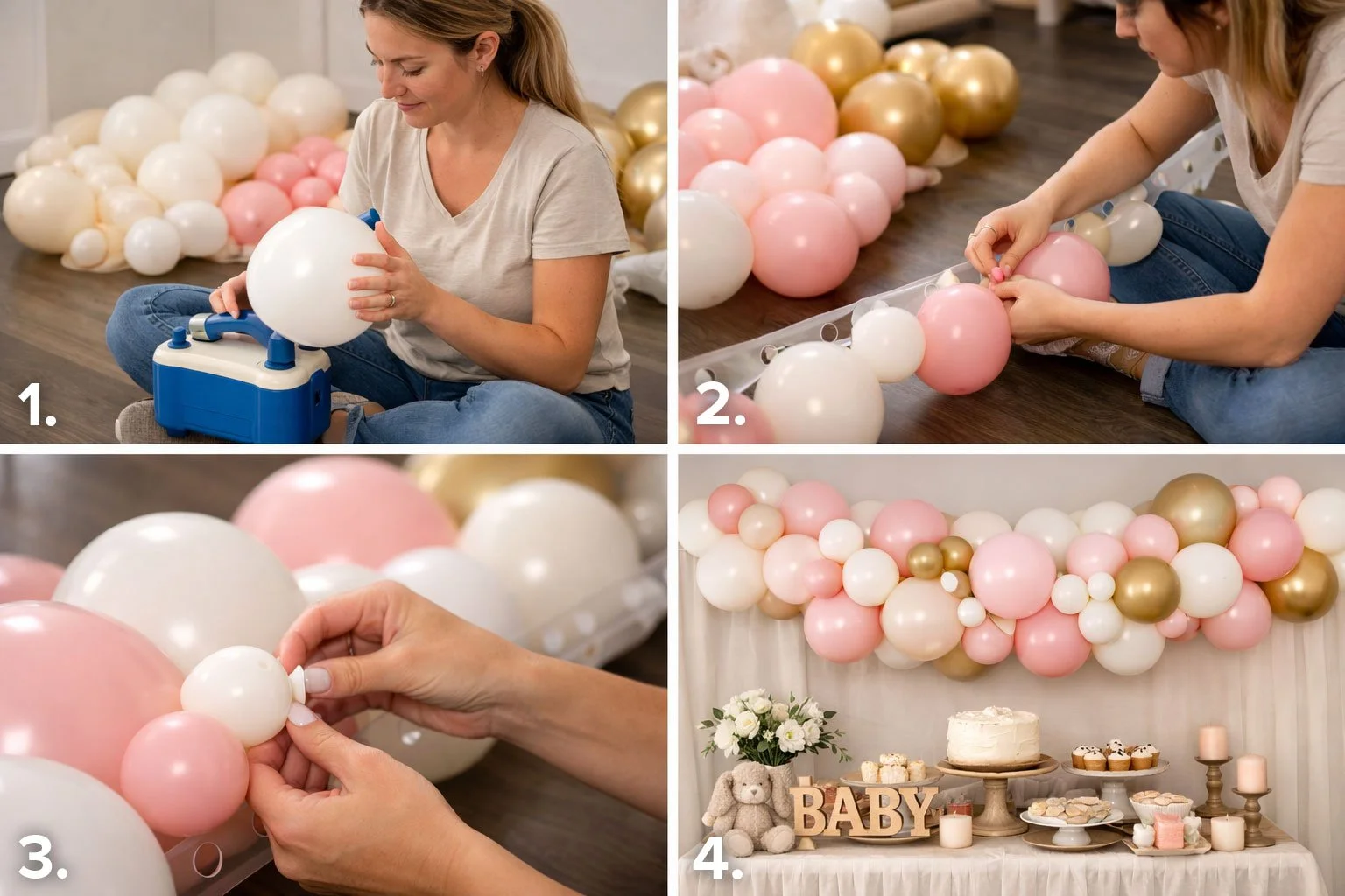 How to Make a Beautiful Balloon Garland for a Baby Shower (Step-by-Step ...
