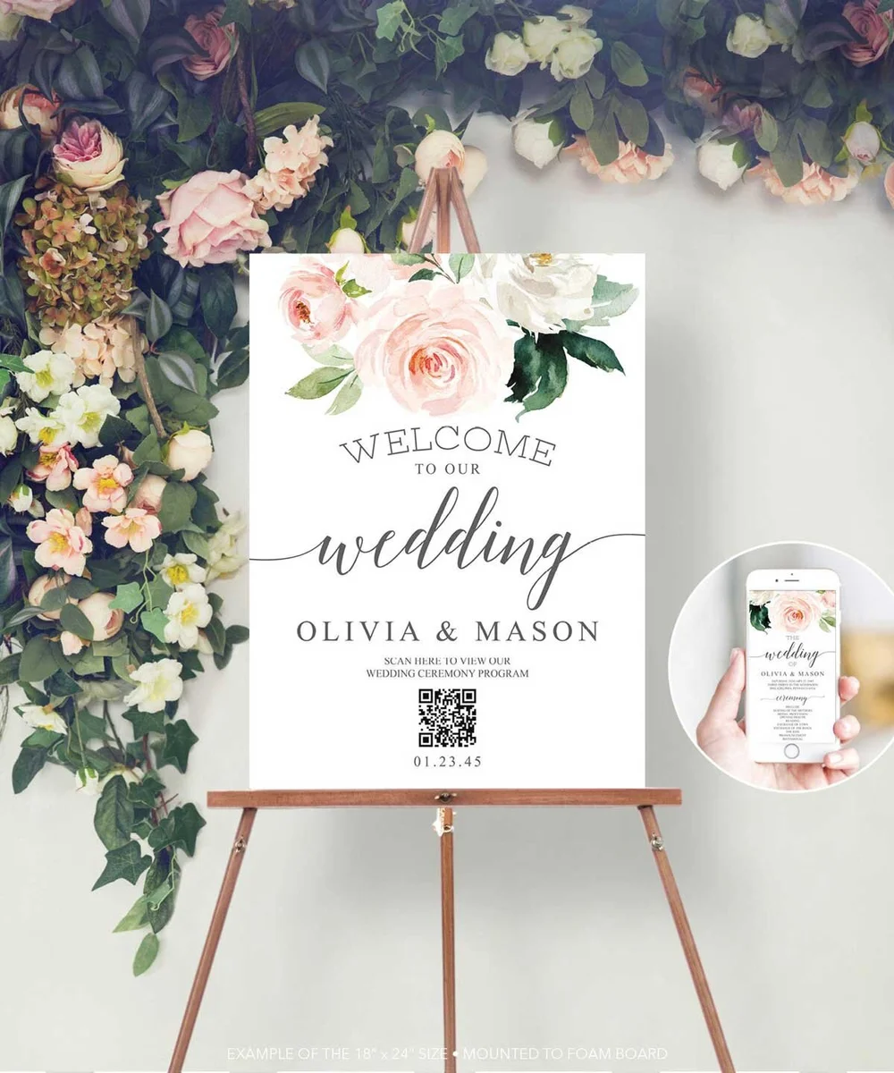 QR Code Wedding Welcome Signs, Programs & Menus | Pay Less For Printing ...