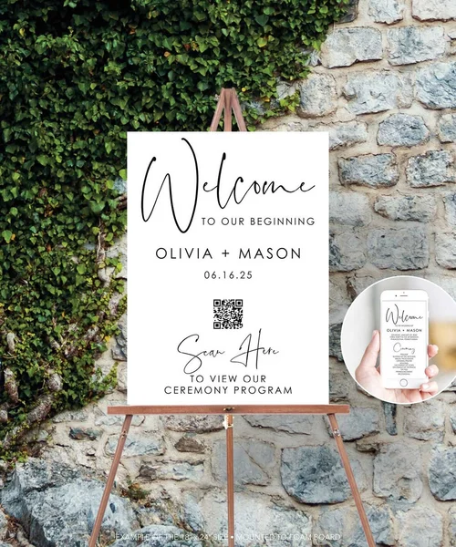 QR Code Wedding Welcome Signs, Programs & Menus | Pay Less For Printing ...