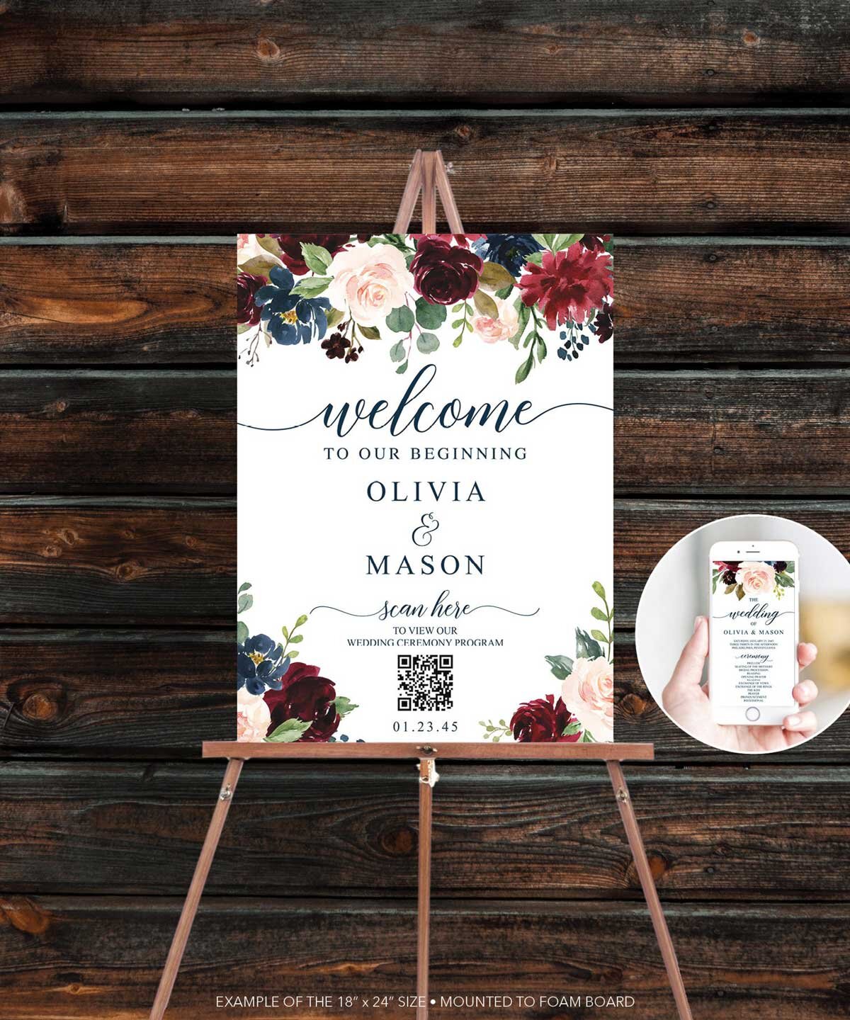 QR Code Wedding Welcome Signs, Programs & Menus | Pay Less For Printing ...