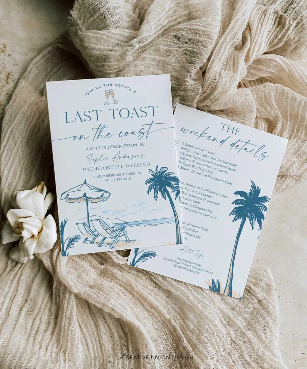 14 Last Toast on the Coast Bachelorette Party Theme - Invitation ...