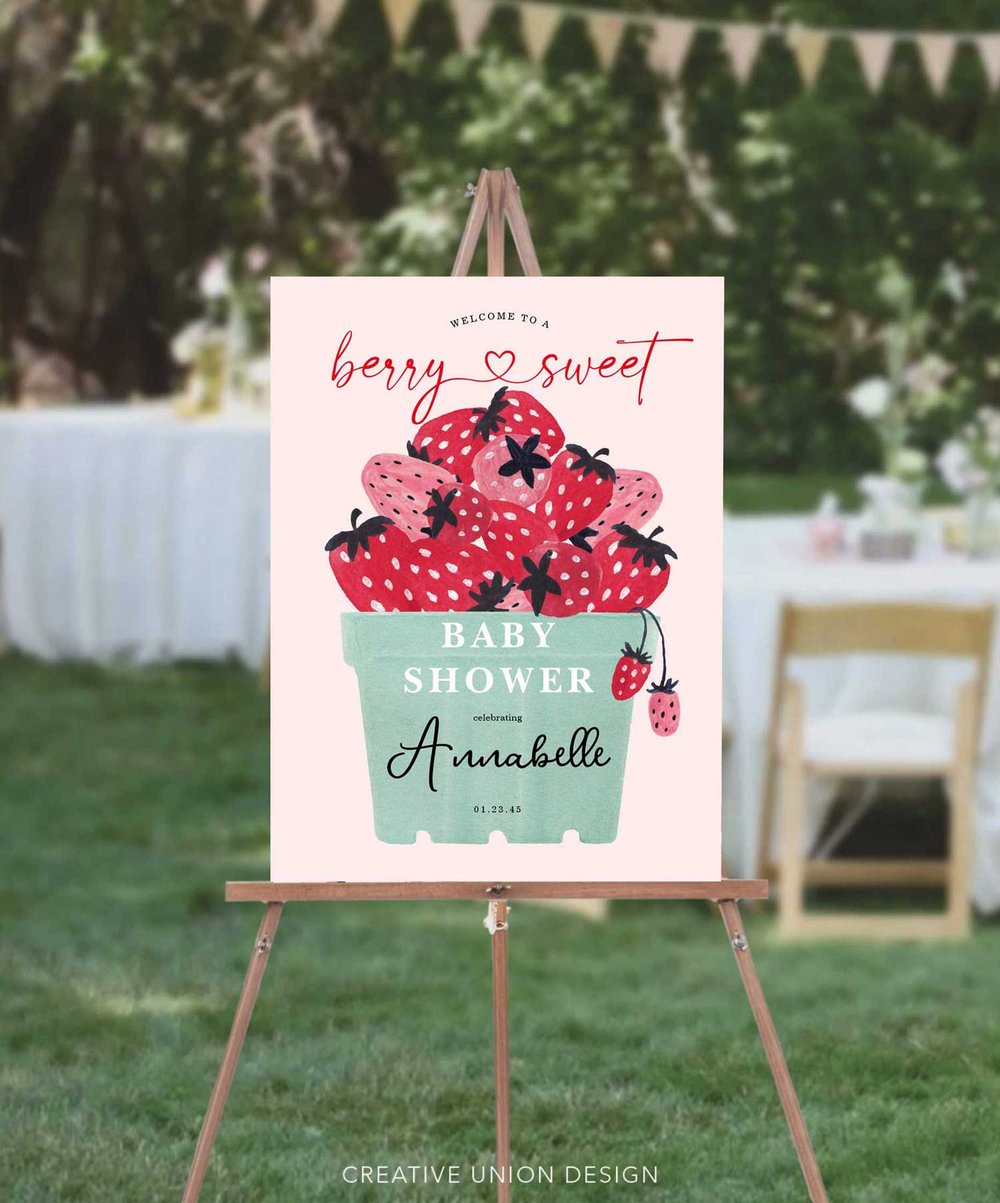 17 Berry Sweet Baby Shower Ideas You’ll Love / Summer Strawberry Baby ...