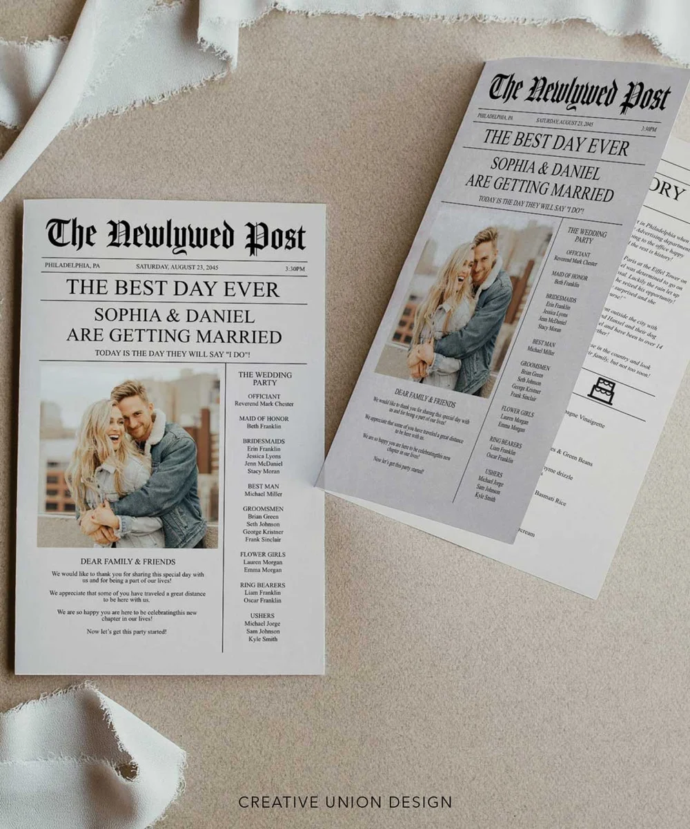 How to Make a Vintage‑Inspired Newspaper Wedding Program Your Guests ...