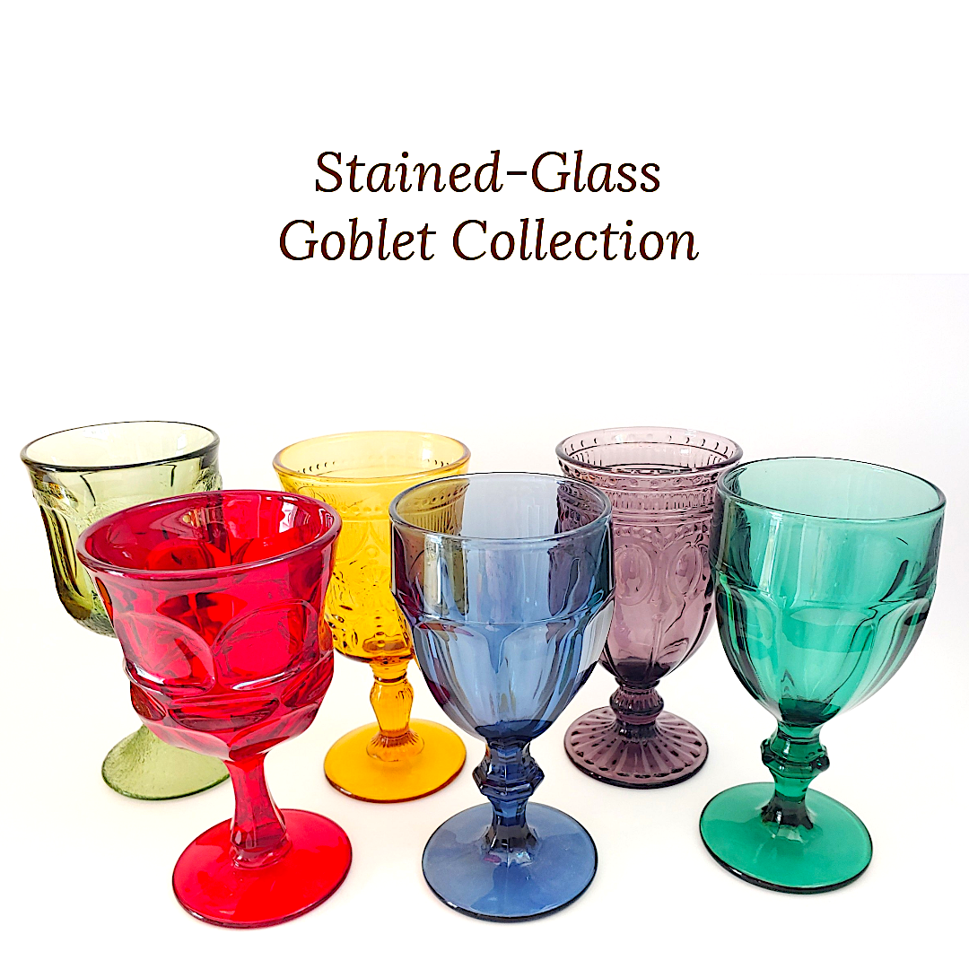 Colored glass goblets online