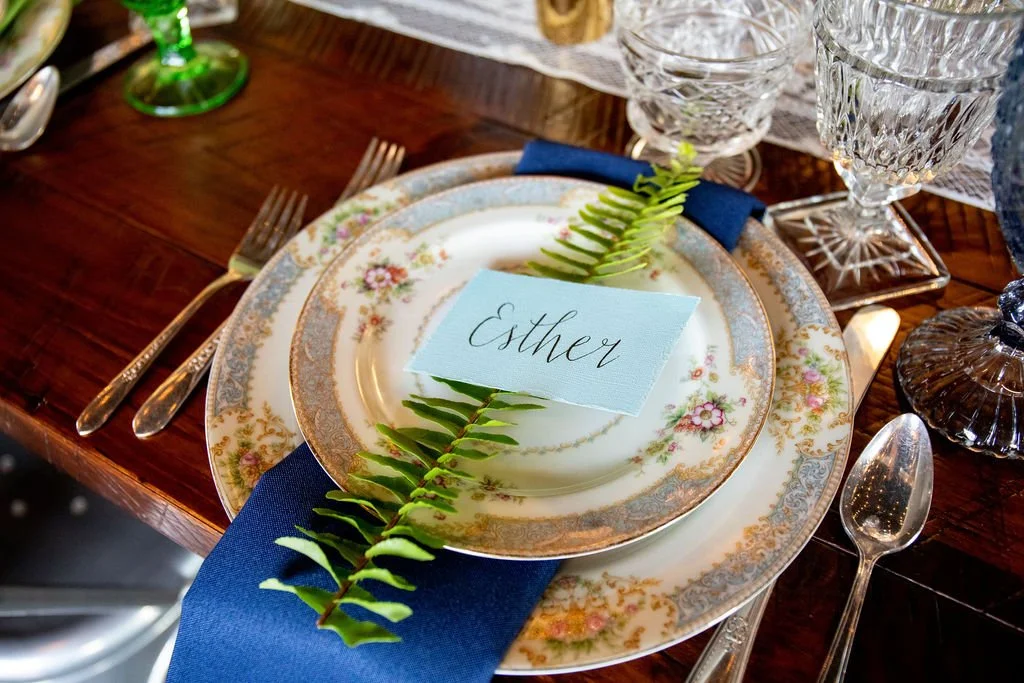 Blue Ornate Floral Plate Collection — Delicate Dishes LLC