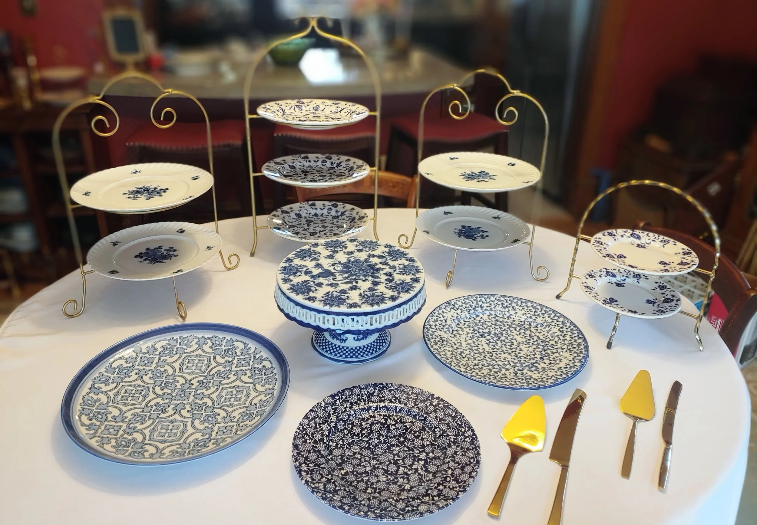 Vintage floral china or glass dessert stands for rent. from Delicate ...