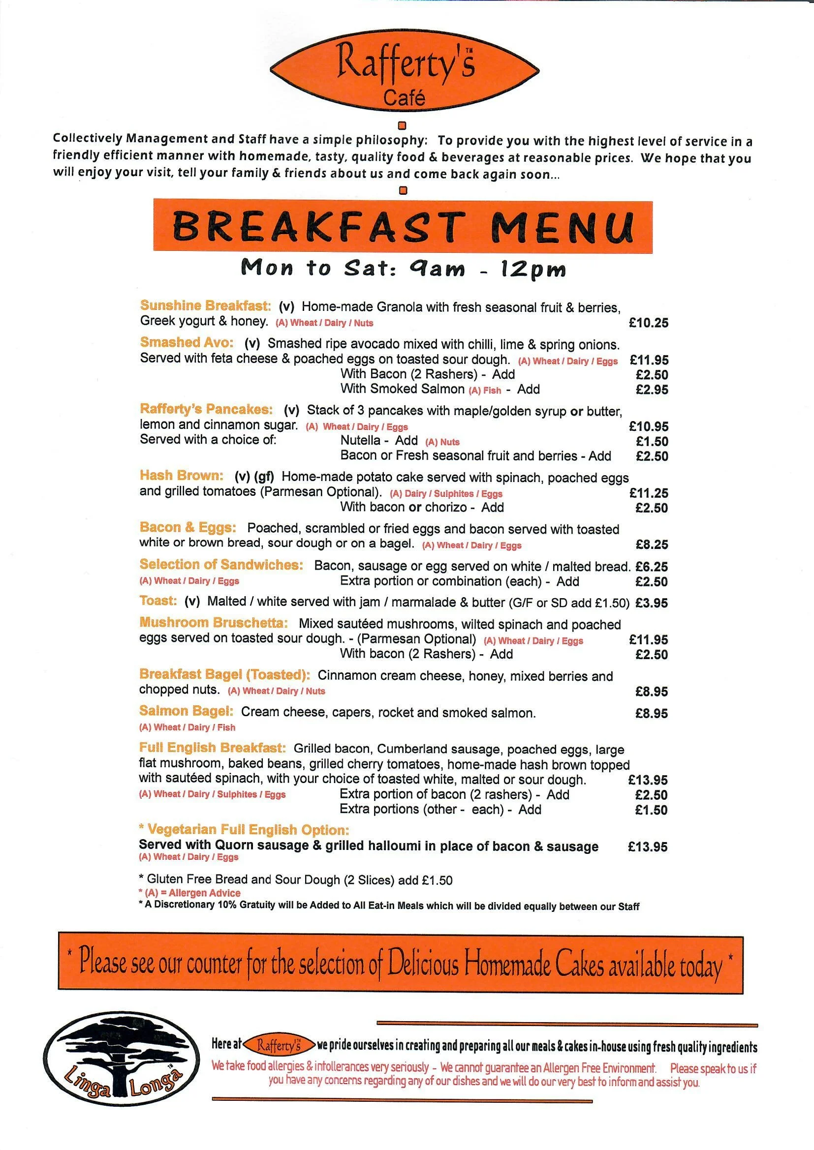 Menu — Rafferty's Cafe