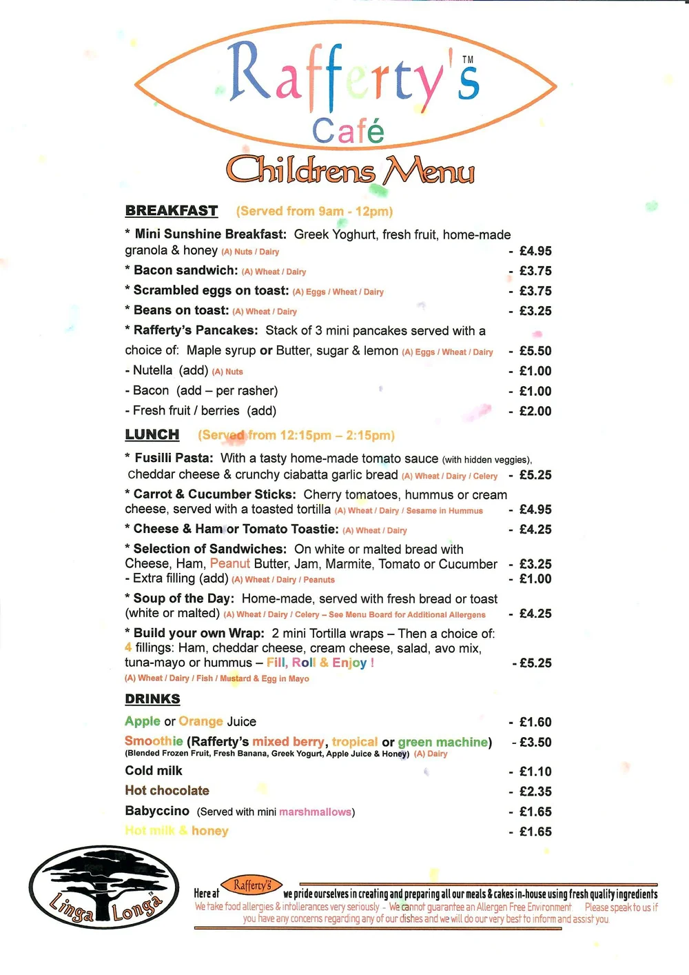 Menu — Rafferty's Cafe