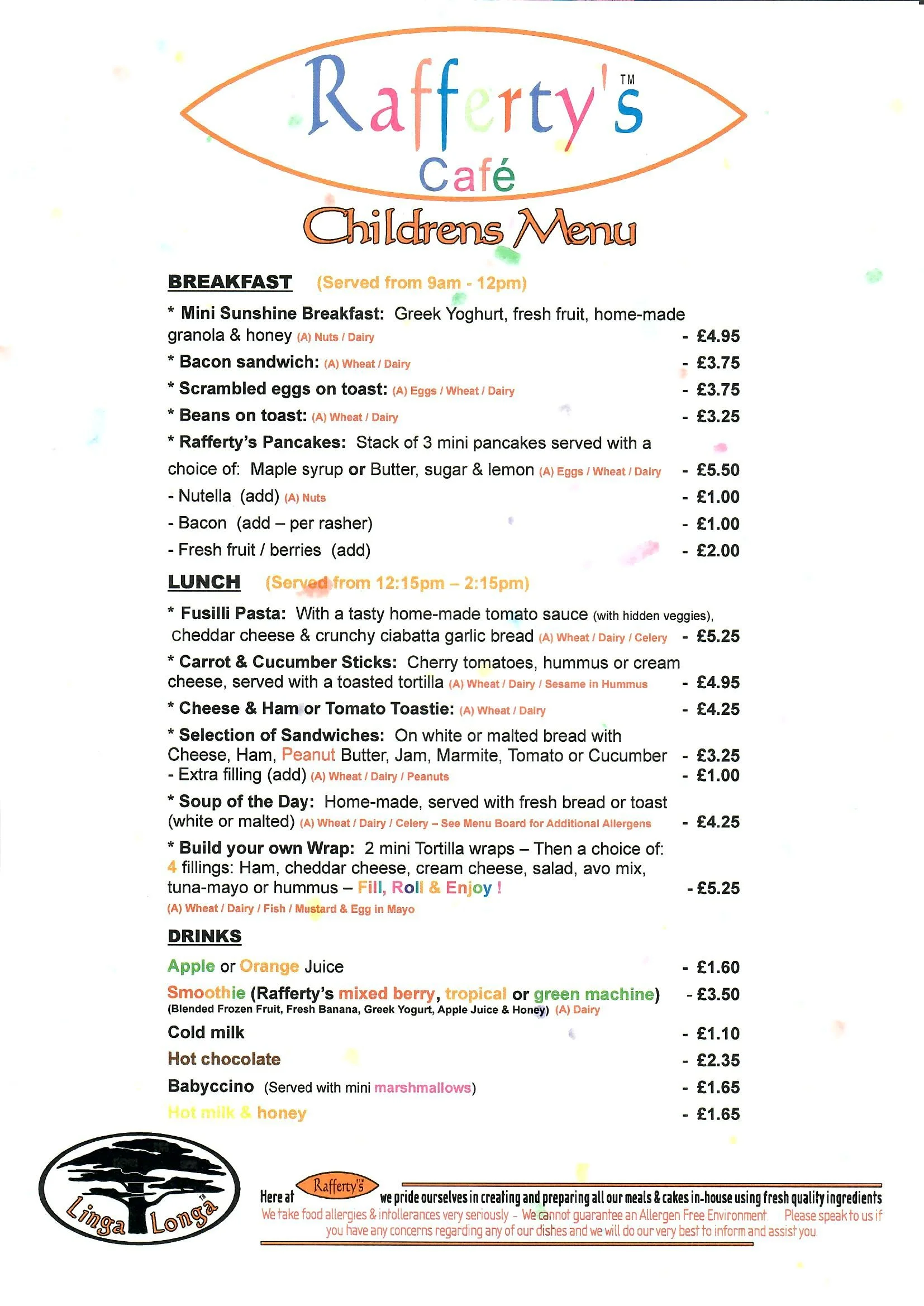 Menu — Rafferty's Cafe