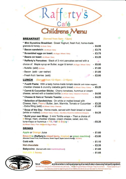 Menu — Rafferty's Cafe