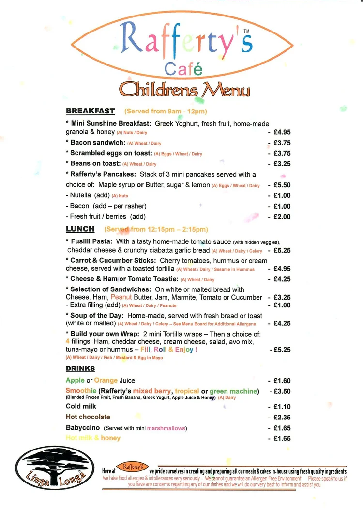 Menu — Rafferty's Cafe