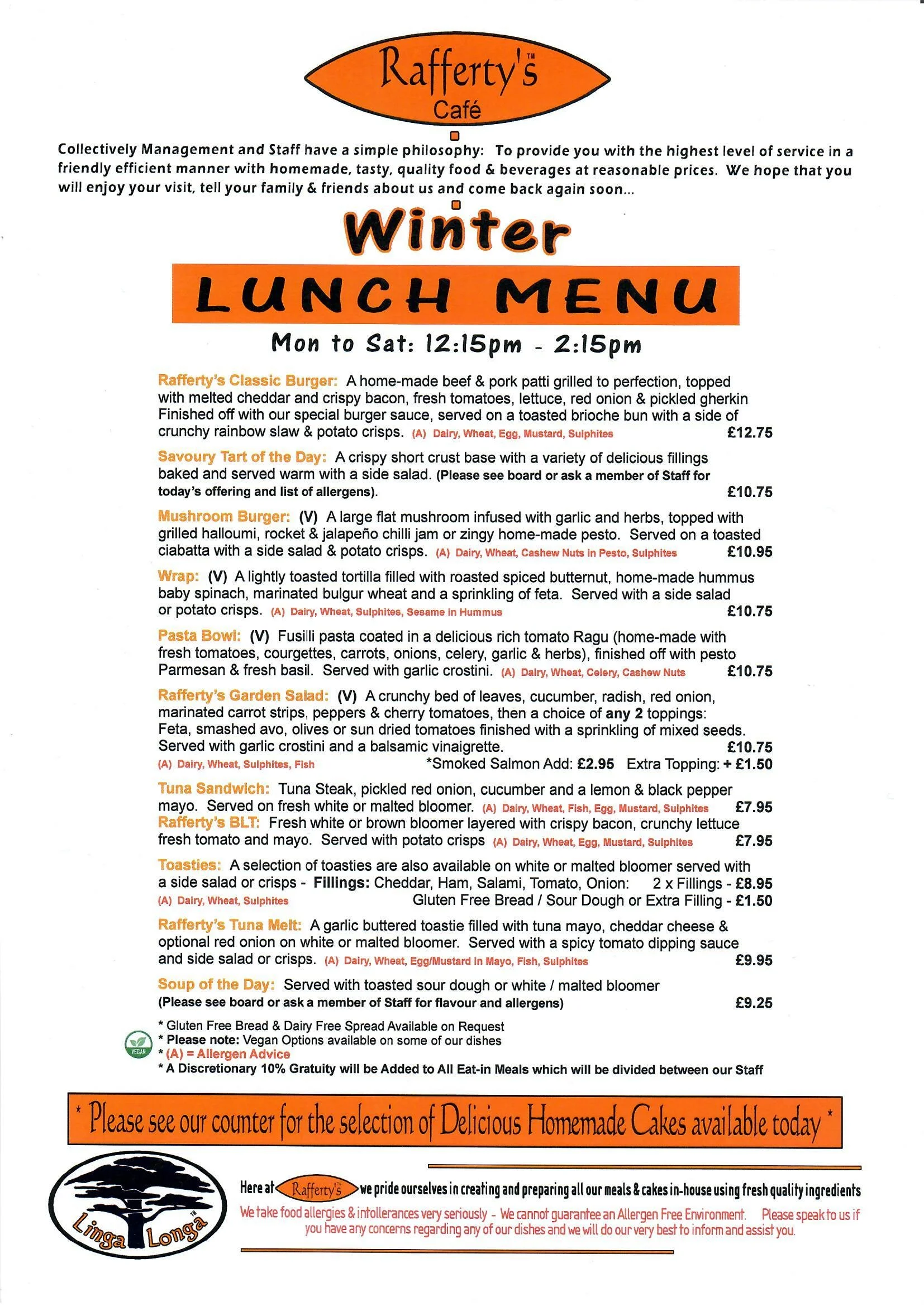 Menu — Rafferty's Cafe