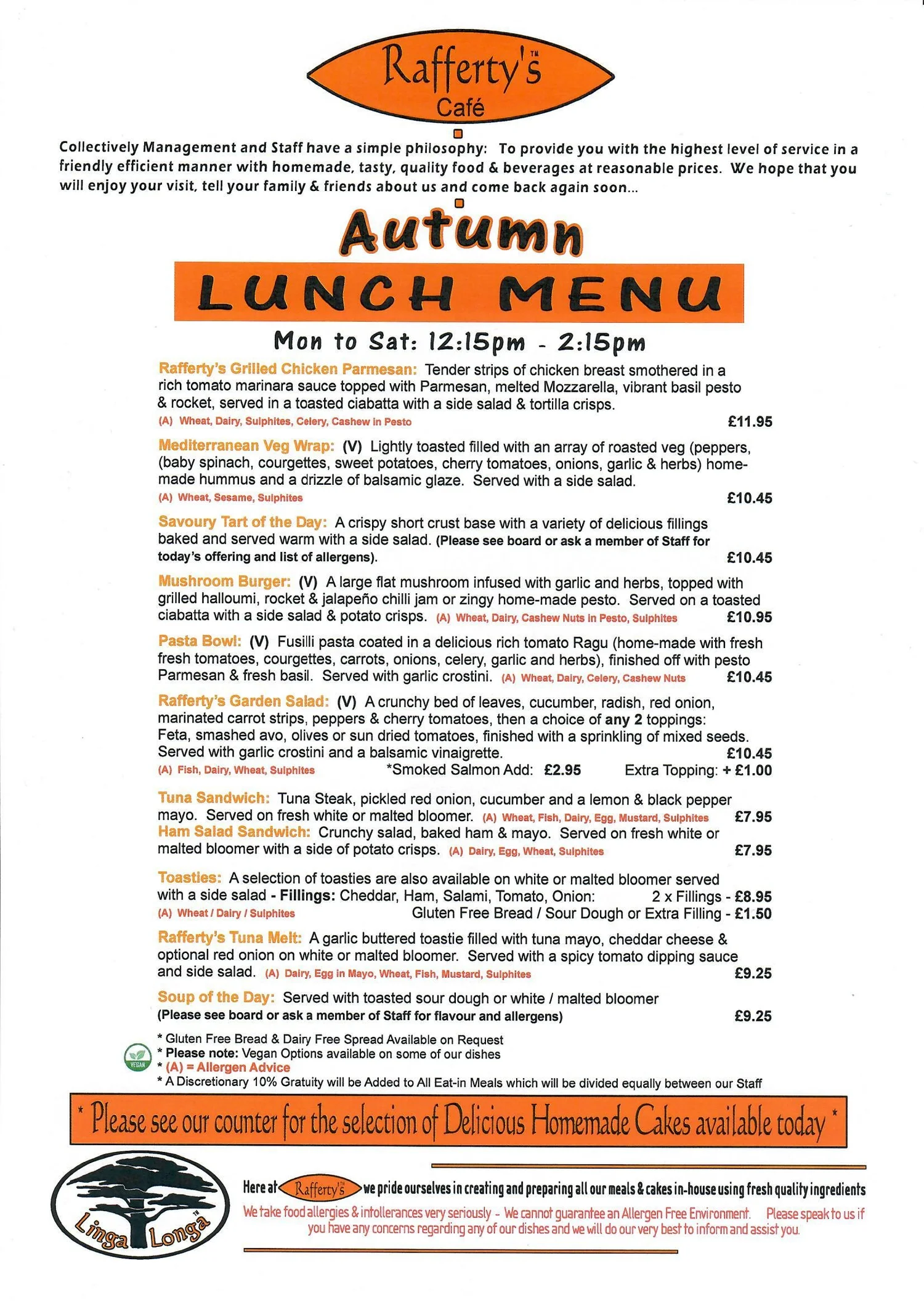 Menu — Rafferty's Cafe