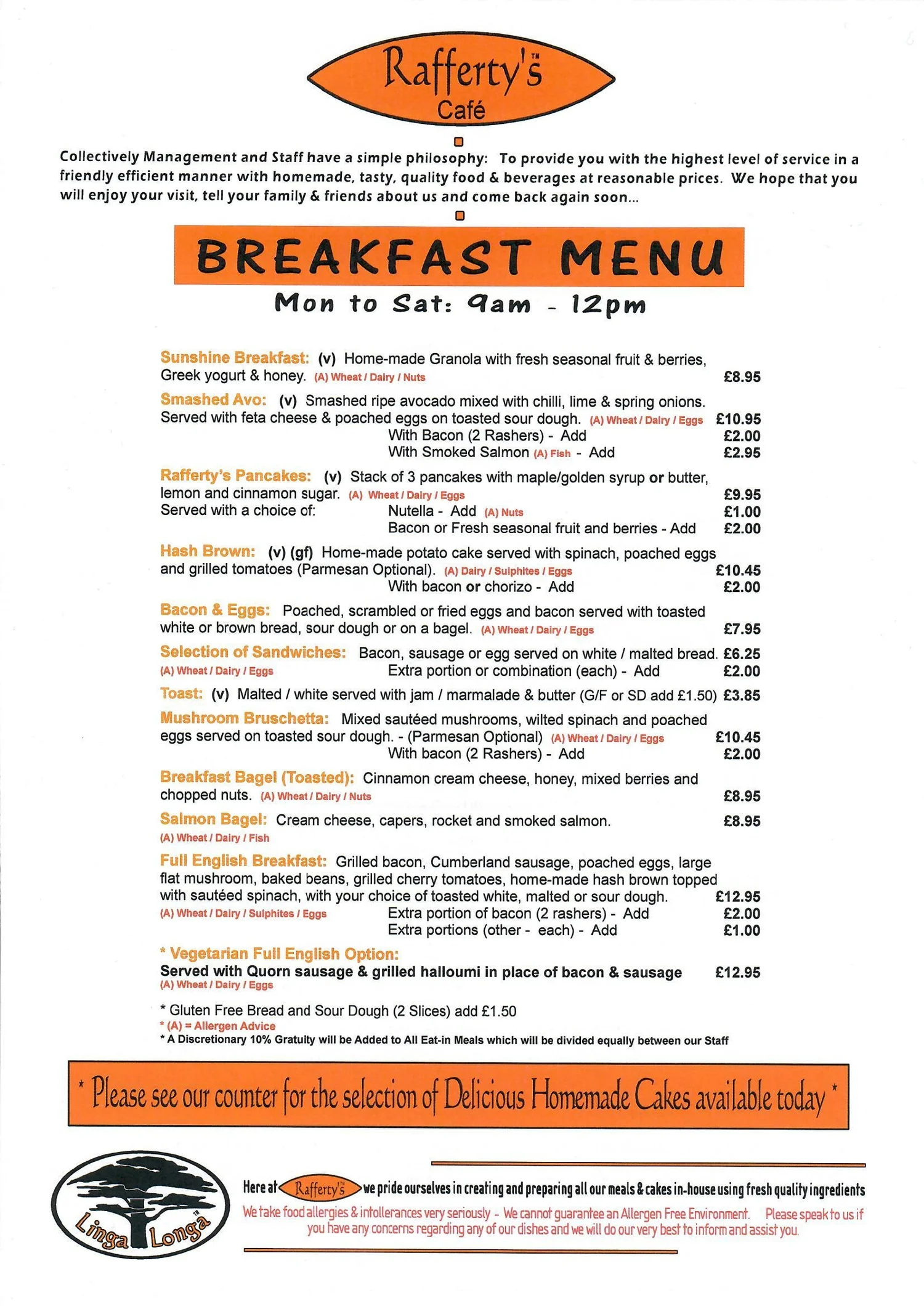 Menu — Rafferty's Cafe
