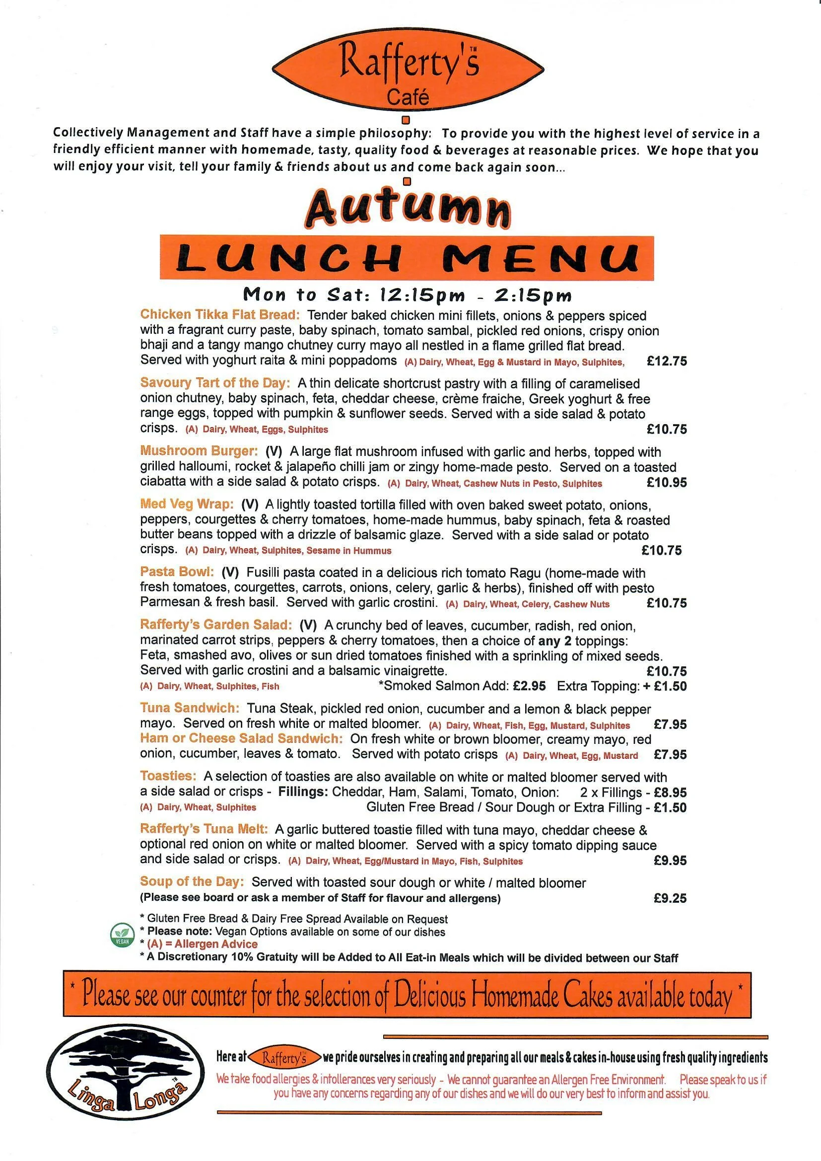 Menu — Rafferty's Cafe