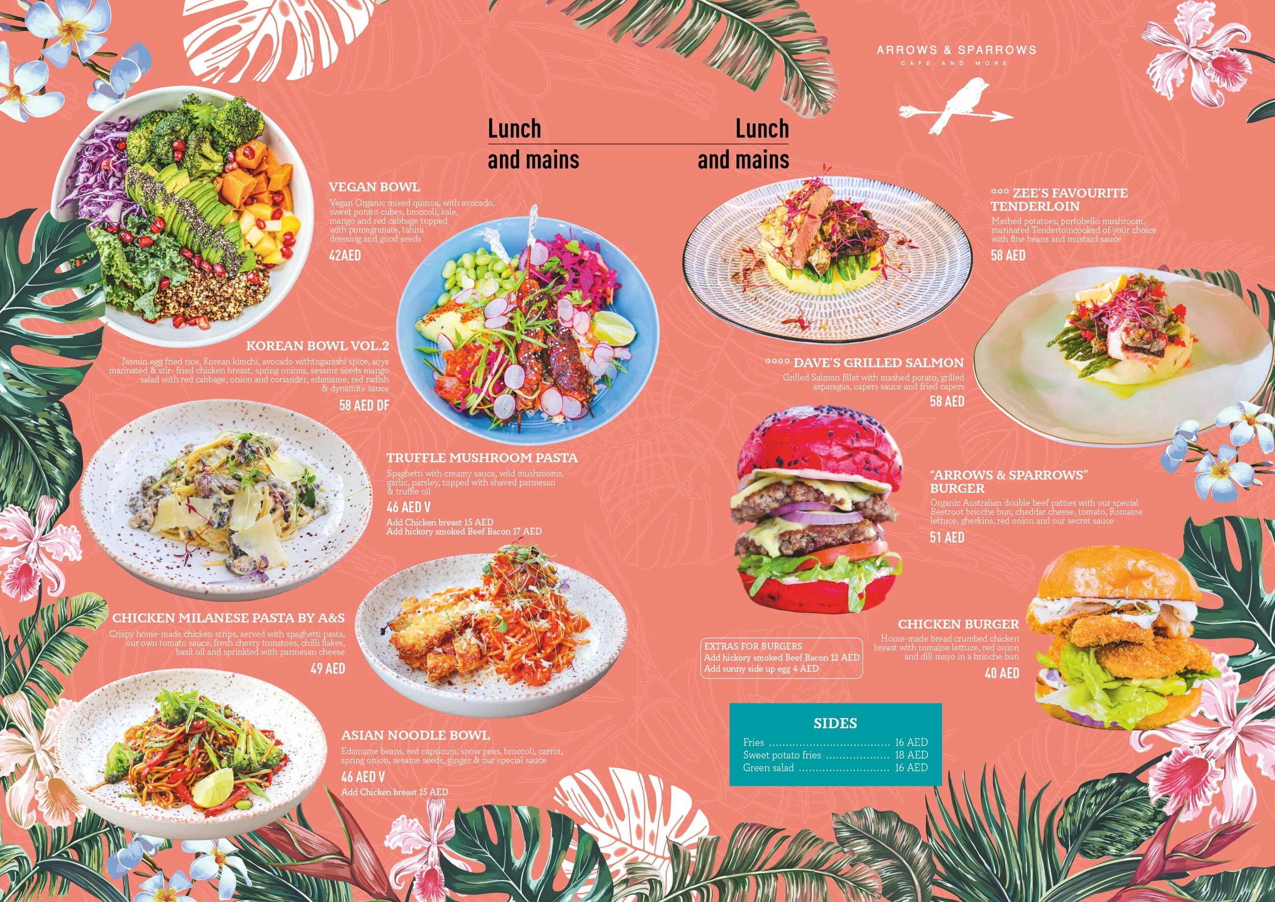 Menu — ARROWS AND SPARROWS CAFE