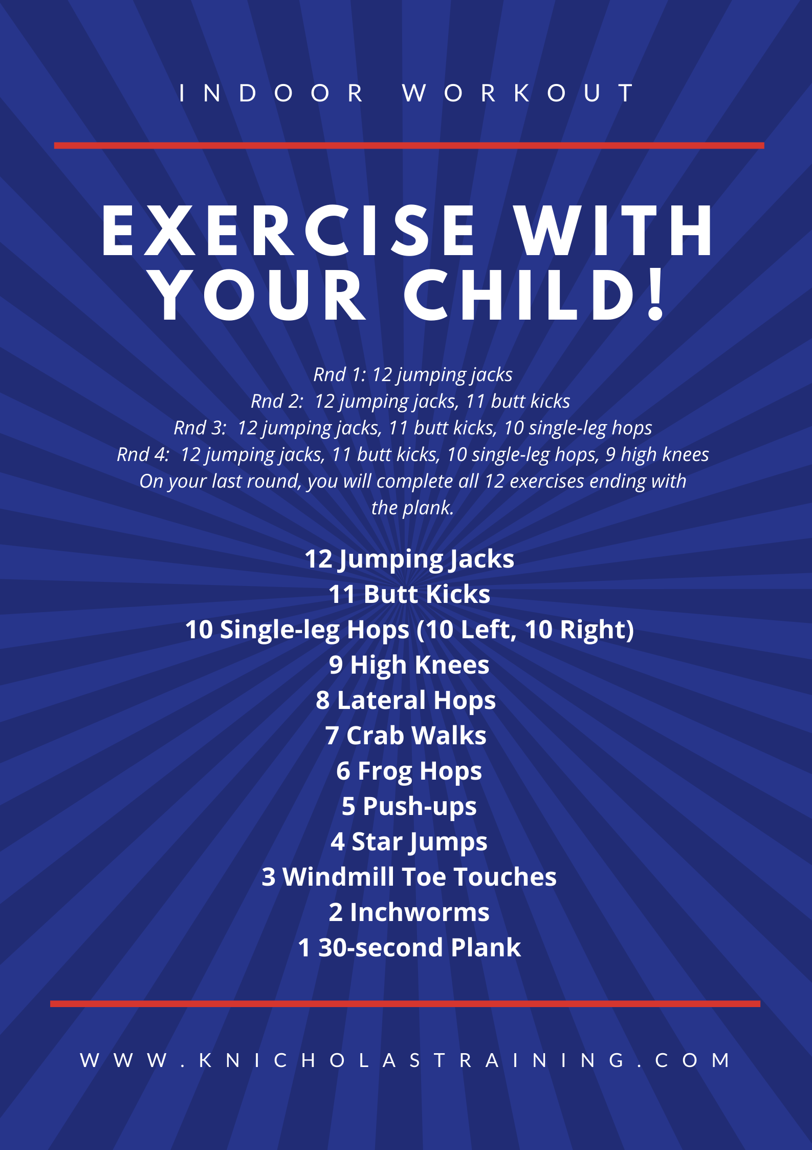 Indoor Workout For Your Kids — Karen Nicholas Training