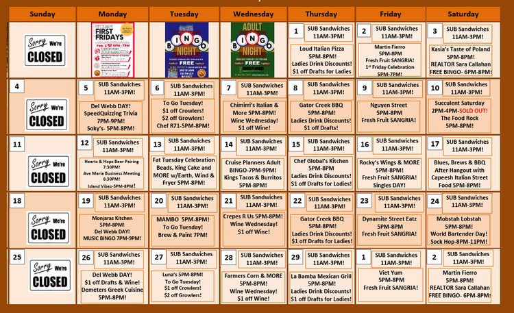 CALENDAR of EVENTS — OIL WELL