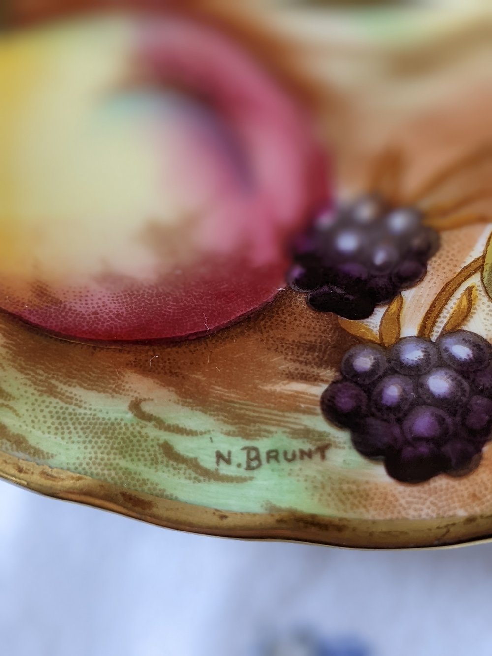 Aynsley Orchard Gold Fruit Teacup and Saucer scalloped edges Aynsley Orchard Gold Fruit Teacup and Saucer scalloped edges