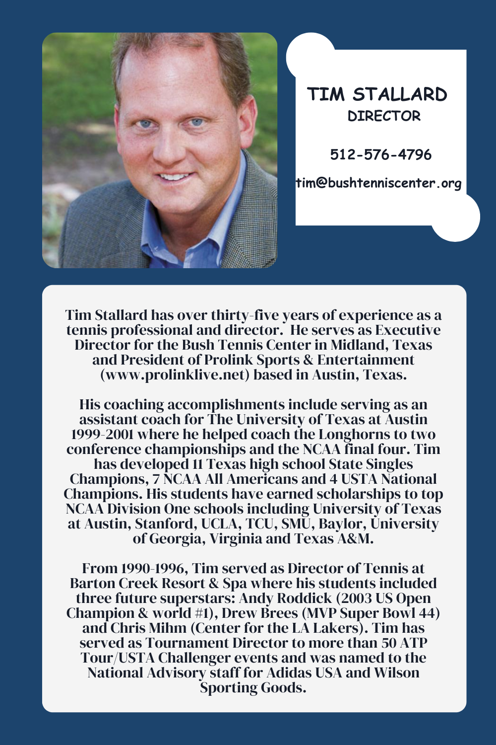 Staff Directory — Bush Tennis Center