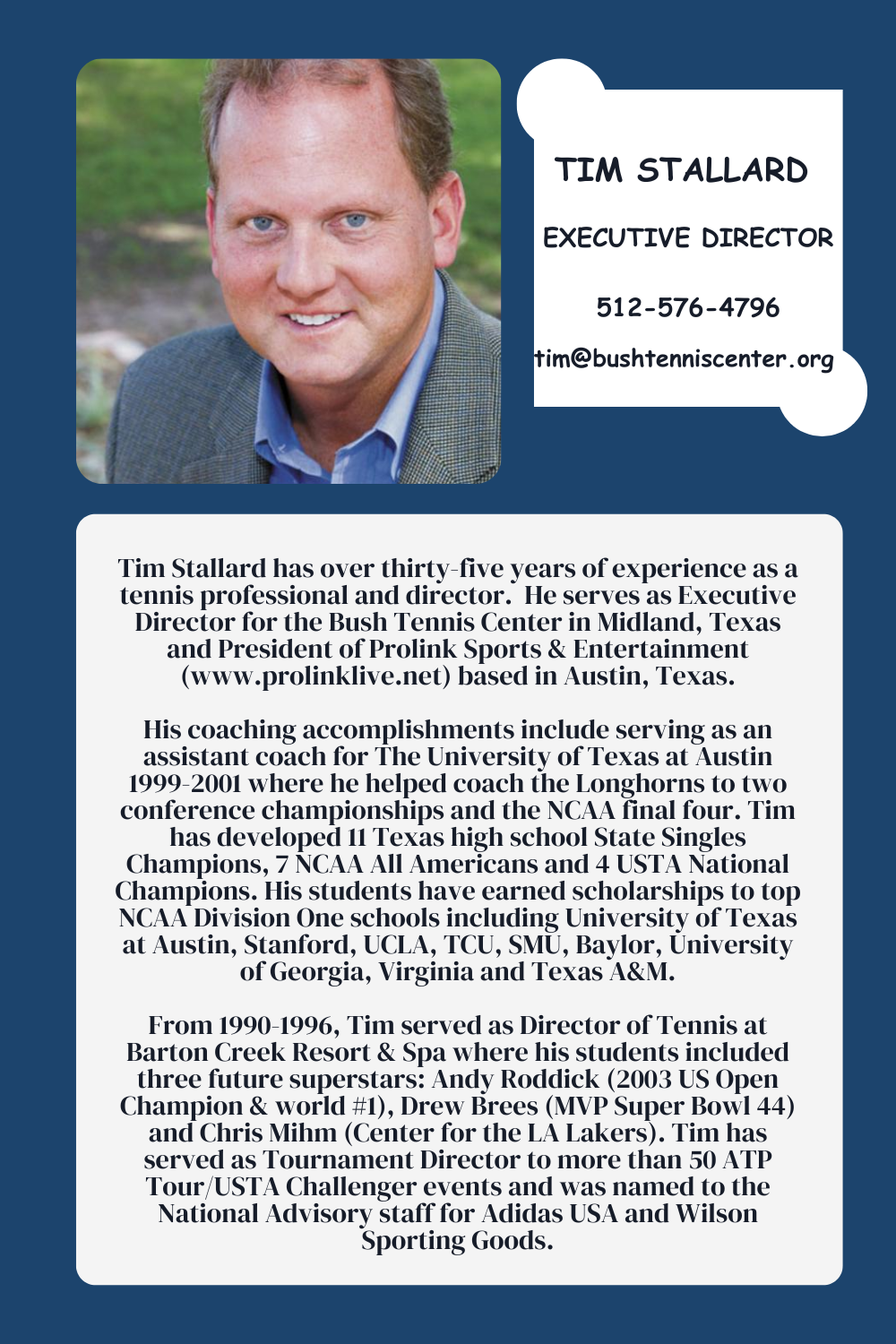 Staff Directory — Bush Tennis Center