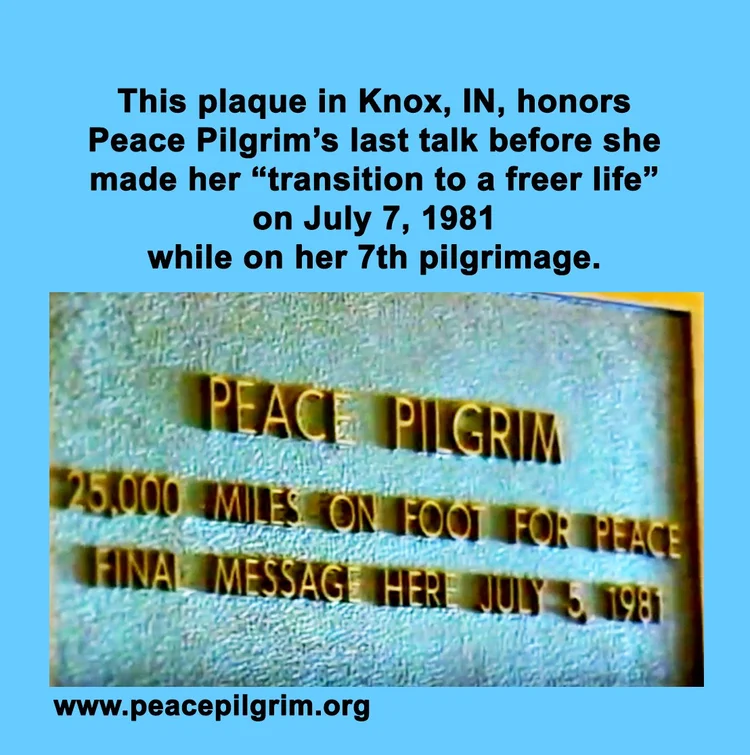 "Live in the present. — Peace Pilgrim