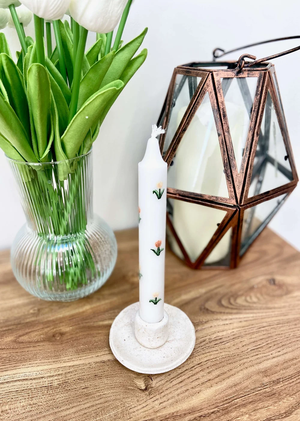 Painted Tulips Taper Candle — ISOSCELLA