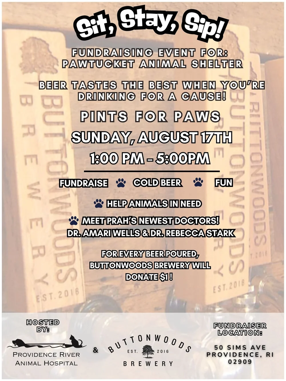 Pints for Paws Fundraiser — Buttonwoods Brewery