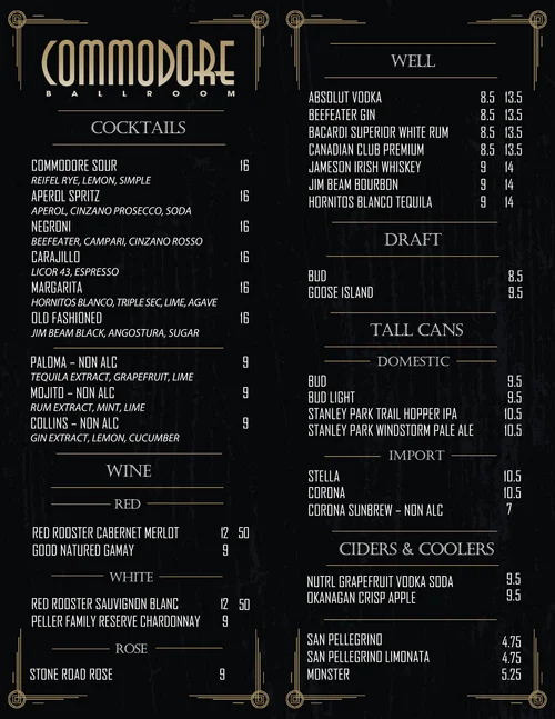 Bar — The Commodore Ballroom