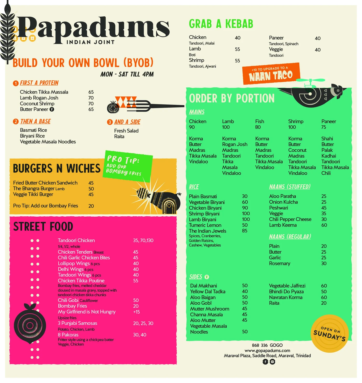 MENU — Papadums