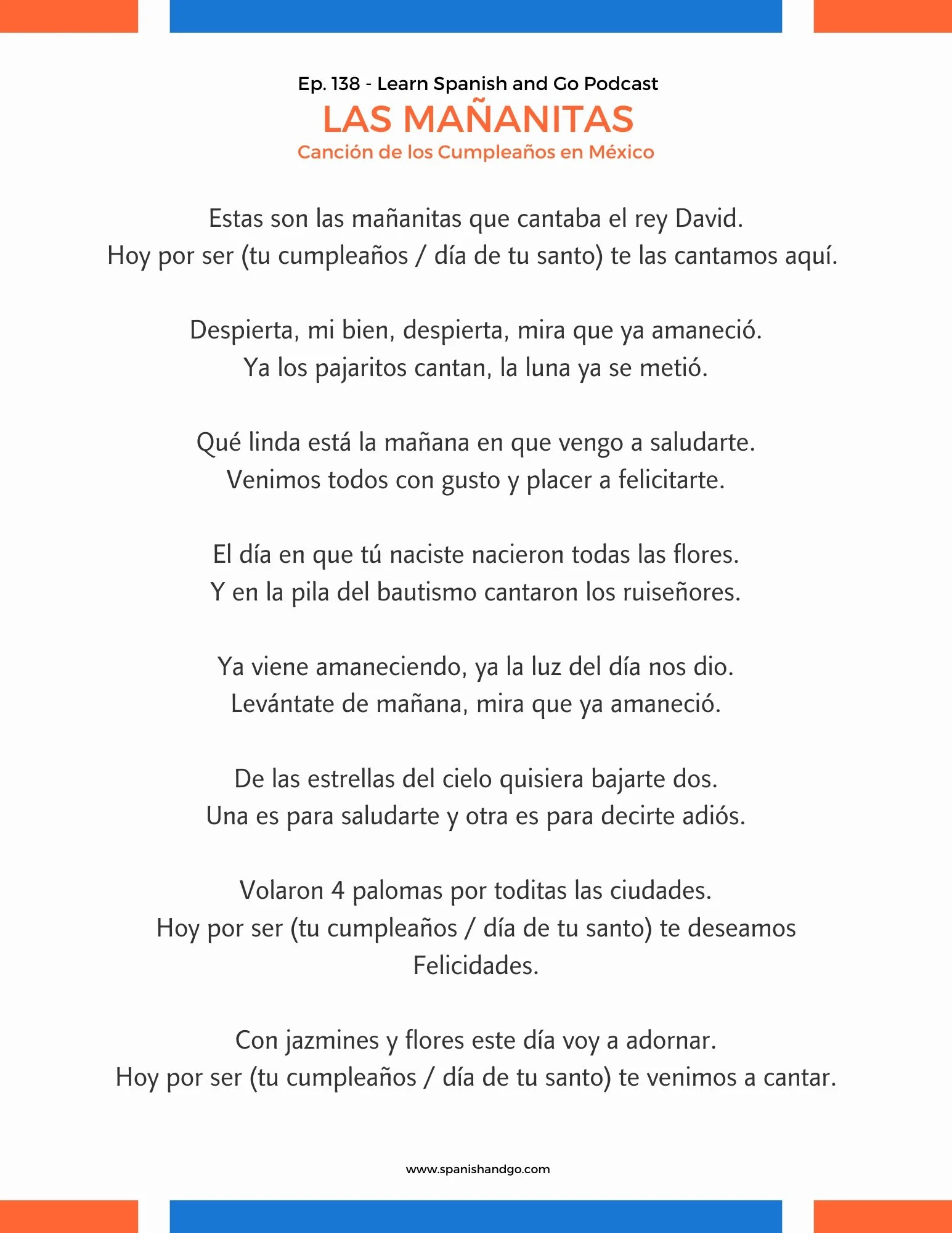 138 - Las Mañanitas | The Little Mornings — Spanish and Go