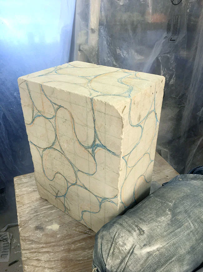The making of stone carving 'Feedback Loop'. - The Bentley Studio