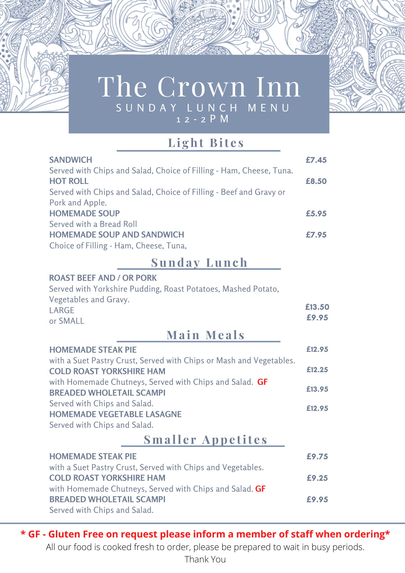 Menus — The Crown Inn