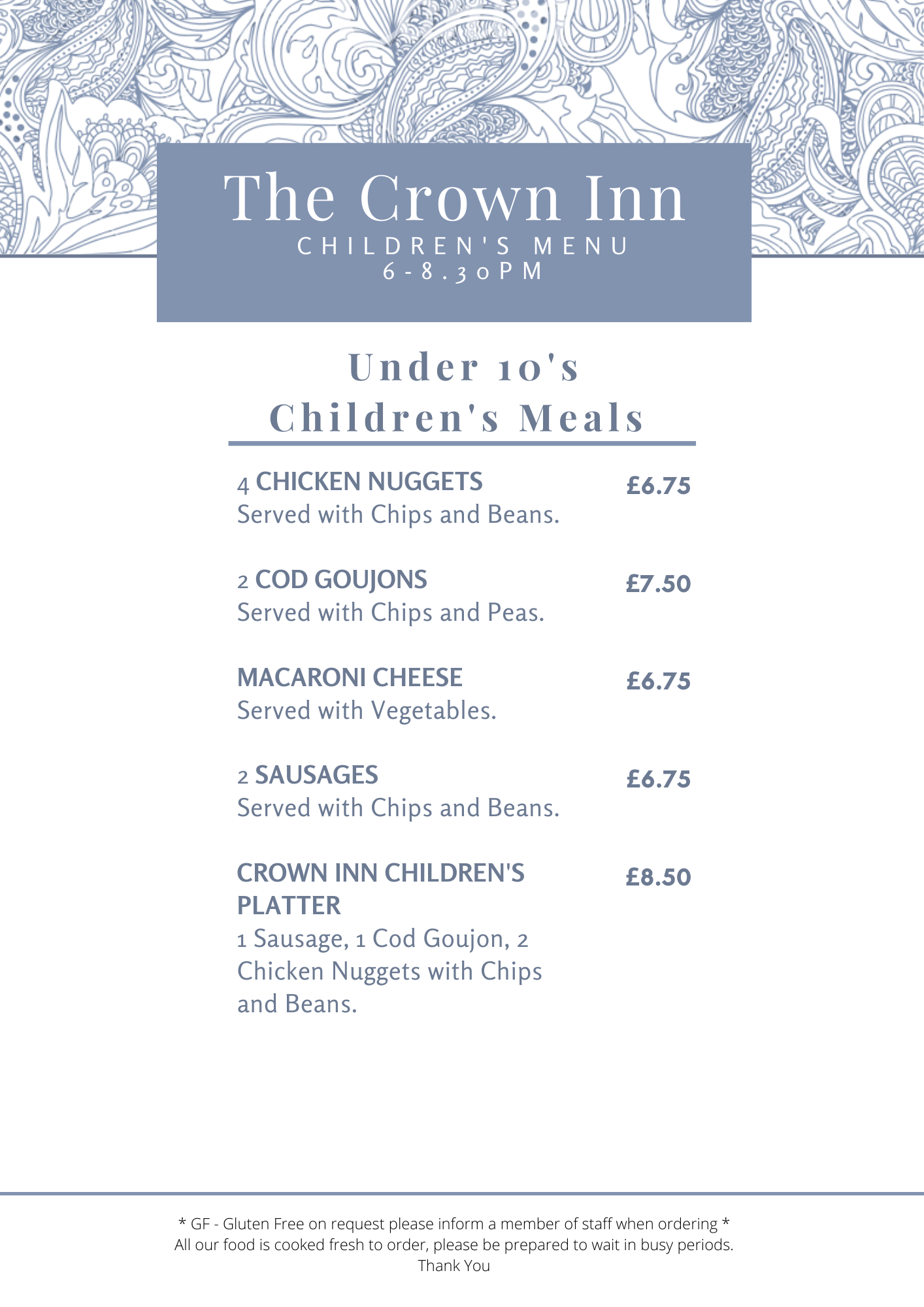 Menus — The Crown Inn
