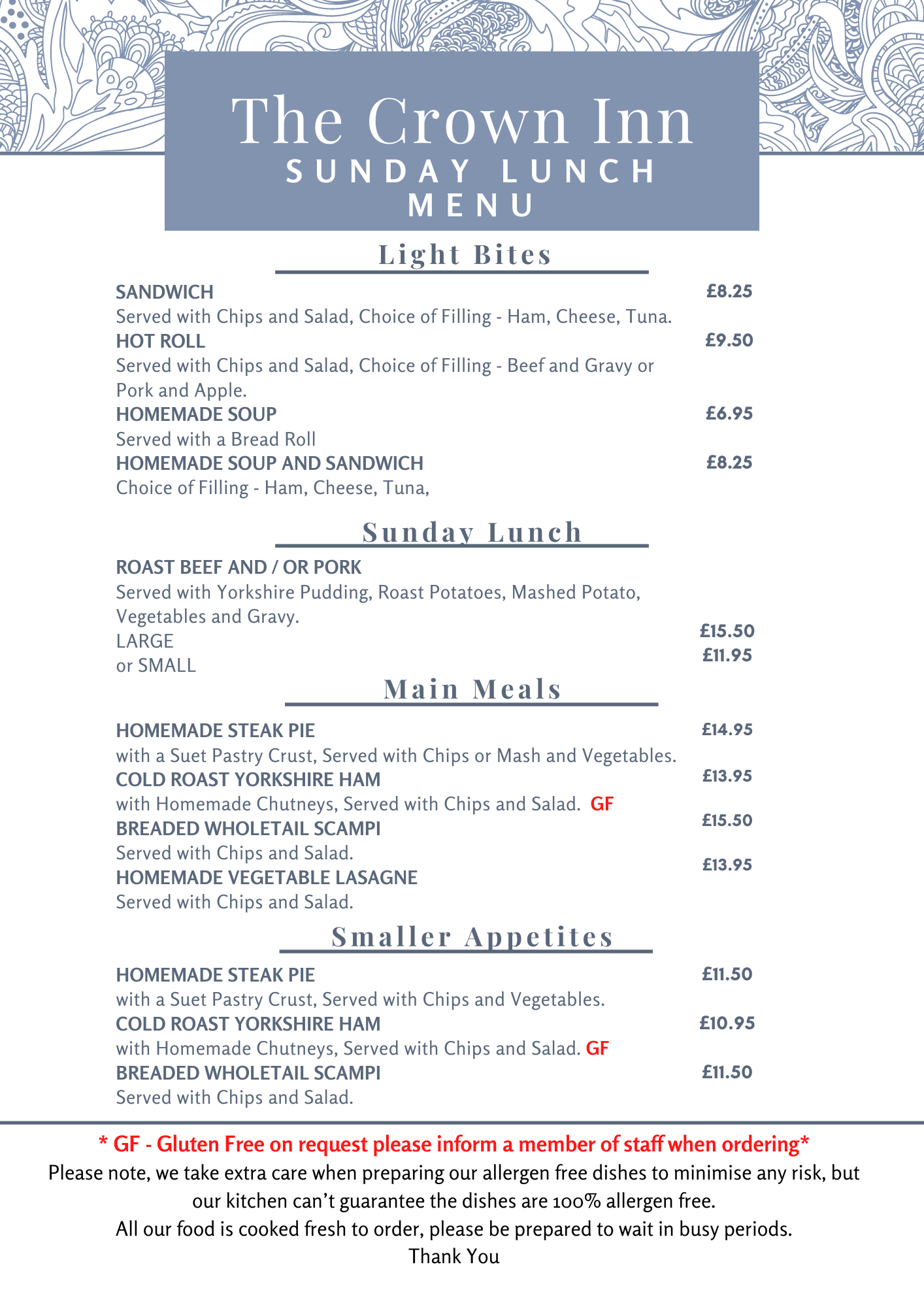 Menus — The Crown Inn