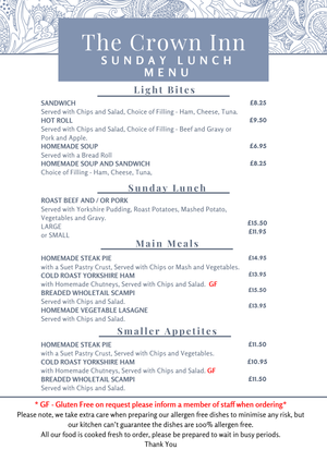 Menus — The Crown Inn